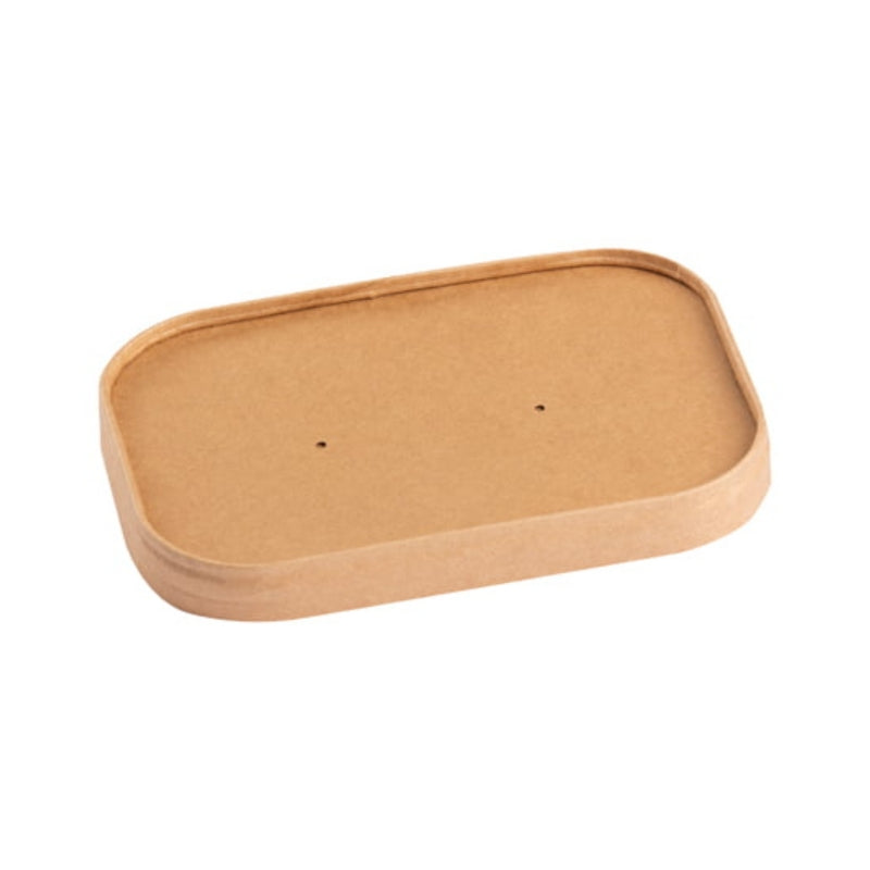 Kraft Lid for 500/750ml Rectangle Kraft Container - Disposable Green
