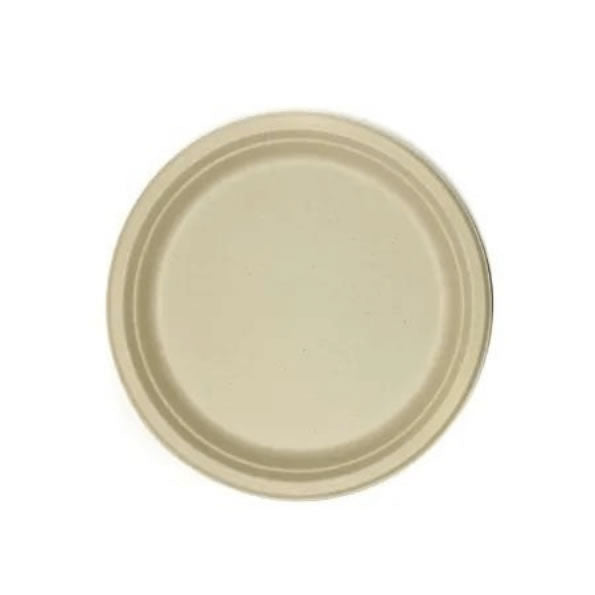 Round Bagasse Plate - 18.5cm (7 inch) - Disposable Green