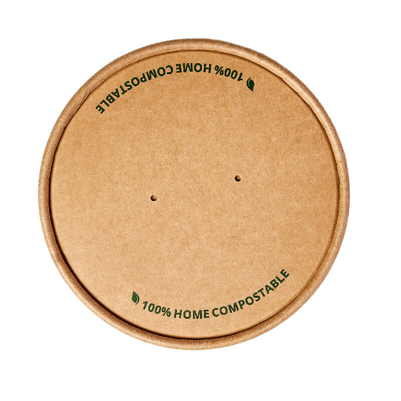 Kraft Paper Lid 115mm (8oz/12oz/16oz- Bowl) - Disposable Green