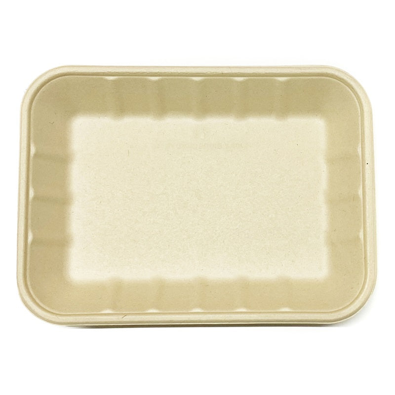Sample-Rectangle Bagasse Tray 18cm x 24cm - Disposable Green